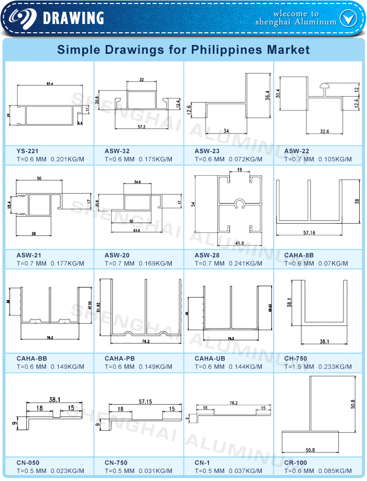 Philippines 798 Series Door and Window Aluminum Profiles